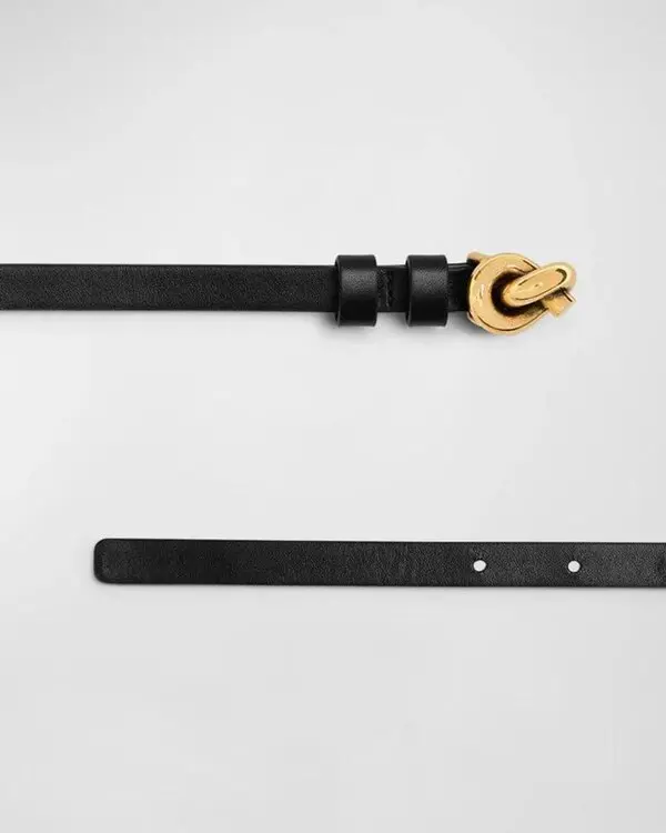 Bottega Veneta Knot Buckle Leather Belt - Black/brass