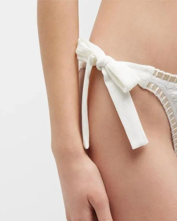 PLATINUM INSPIRED BY SOLANGE FERRARINI Exposed Trim Side-tie Bikini Bottoms - White Pear