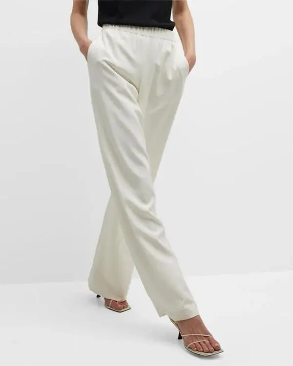 Lafayette 148 New York Perry Wide-leg Silk Pants - Ivory