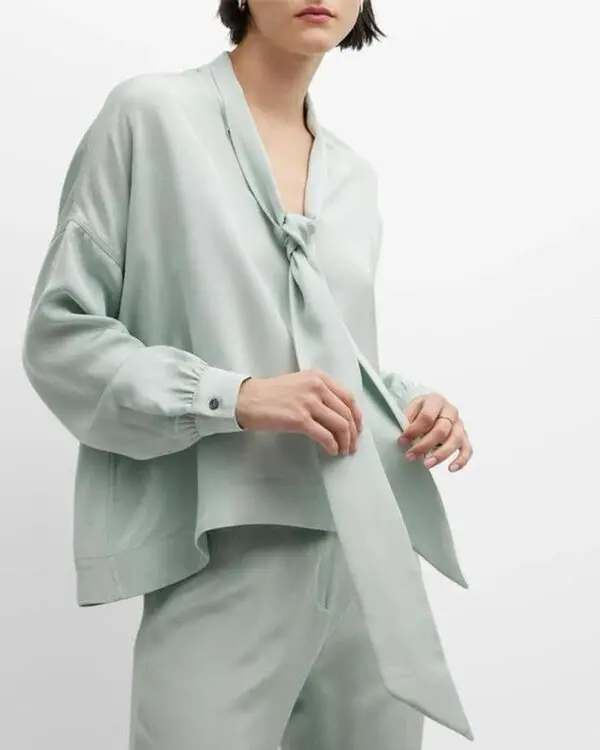 Libertine Neck-tie Boxy Silk Blouse