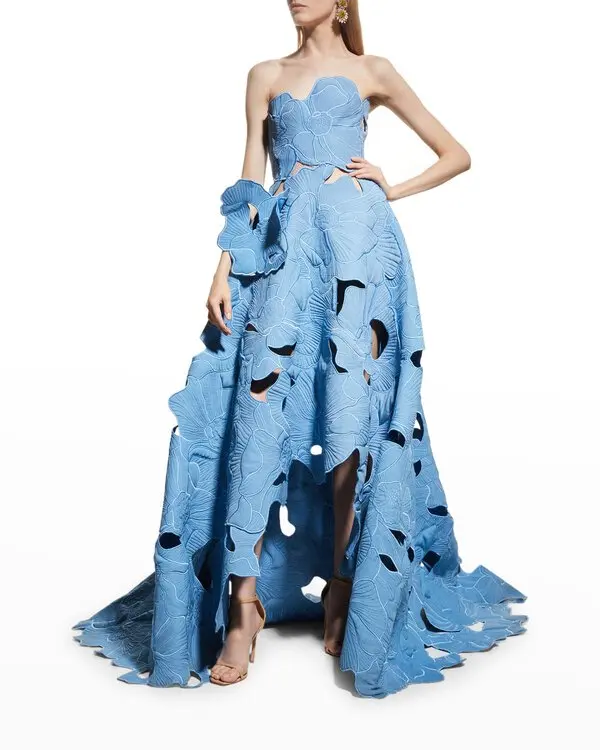oscar de la renta blue dress Detachable belt Lace Dress Oscar De La