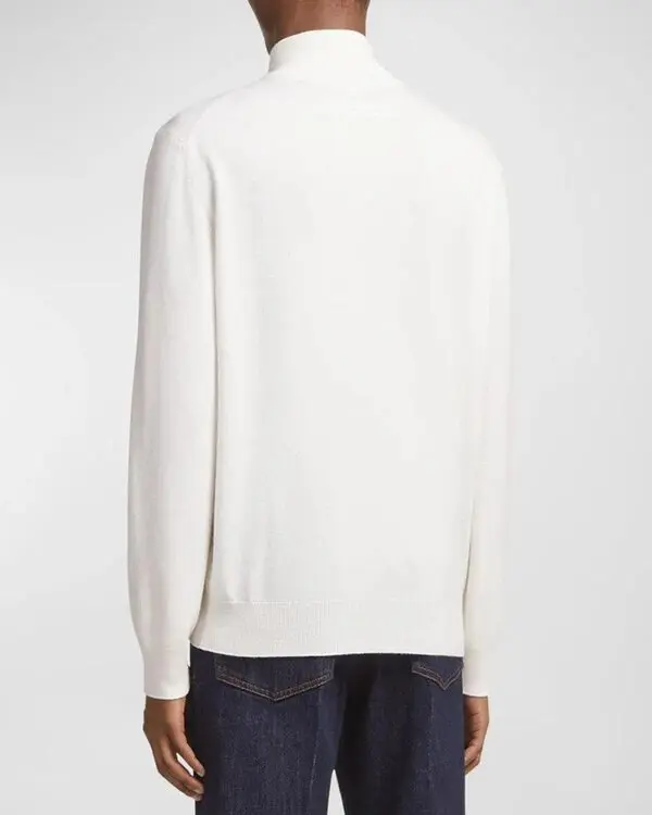 Zegna Apos;s Oasi Cashmere Zip Mock Neck Sweater - White