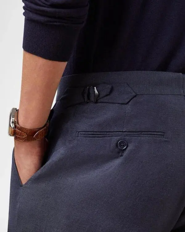 Ralph Lauren Purple Label Gregory Silk-linen Trousers - Navy