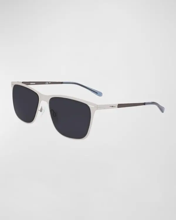 Shinola Metal Rectangle Sunglasses - Satin Silver/gunmetal