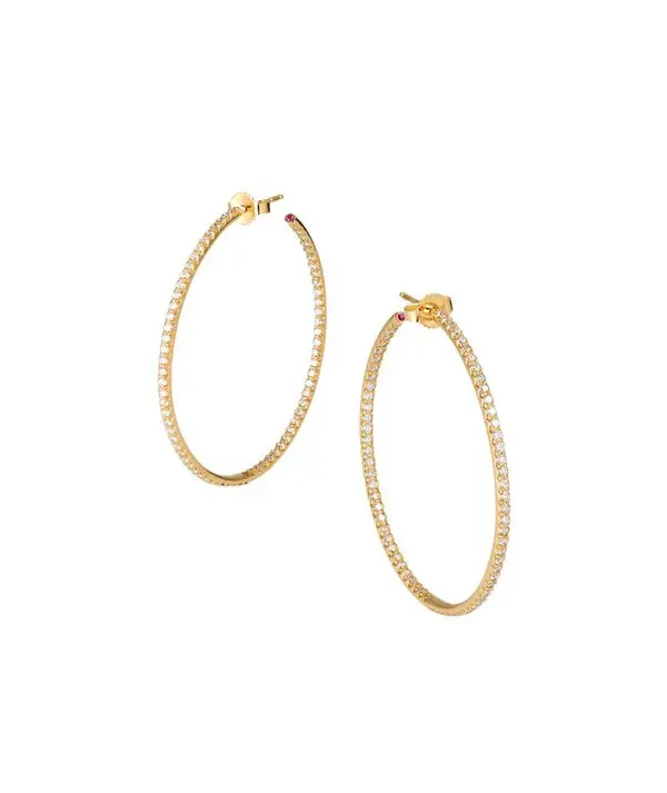 Roberto Coin 18k Diamond Hoop Earrings - Yellow Gold