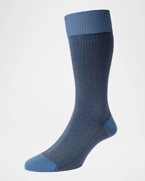 Pantherella Tewkesbury Birdseye Socks - Denim