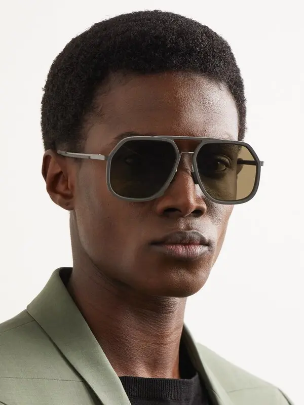 Fendi Aviator-Style Resin And Gold-Tone Sunglasses - Brown  display picture 1