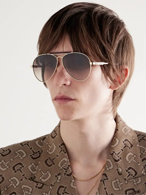 Gucci Aviator-style -tone And Acetate Sunglasses