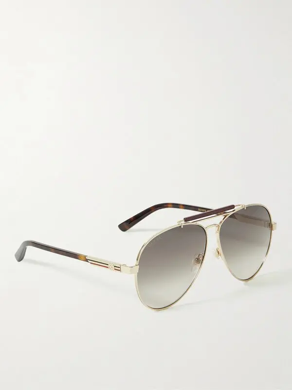 Gucci Aviator-style -tone And Acetate Sunglasses