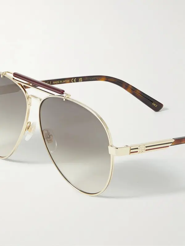 Gucci Aviator-style -tone And Acetate Sunglasses