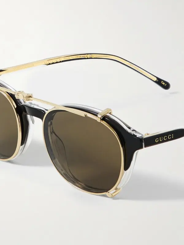 Gucci Round-frame Acetate And Gold-tone Sunglasses