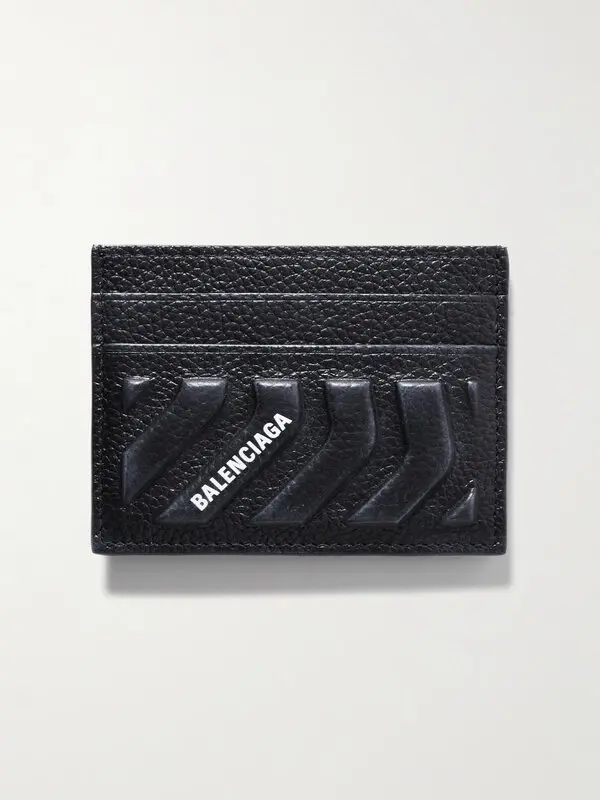 Balenciaga Logo-print Embossed Full-grain Leather Cardholder - Black