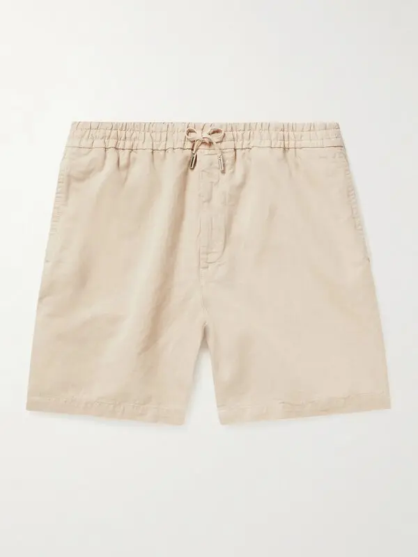 Mr P. Straight-leg Cotton And Linen-blend Drawstring Shorts