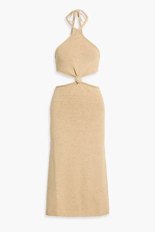 Cult Gaia Cameron Cutout Cotton-blend Midi Dress - Sand