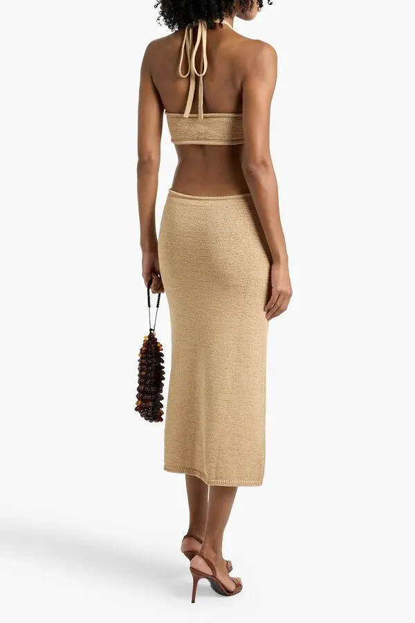 Cult Gaia Cameron Cutout Cotton-blend Midi Dress - Sand