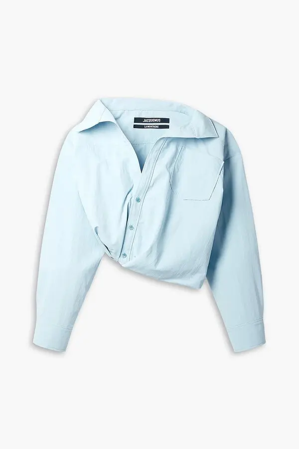 Jacquemus Mejean Cropped Taffeta Shirt - Light Blue