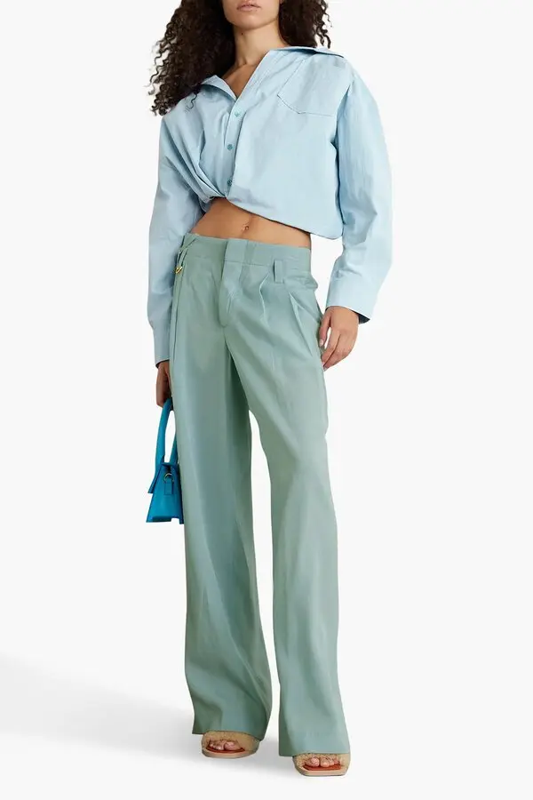 Jacquemus Mejean Cropped Taffeta Shirt - Light Blue
