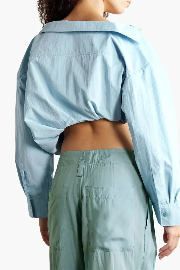 Jacquemus Mejean Cropped Taffeta Shirt - Light Blue