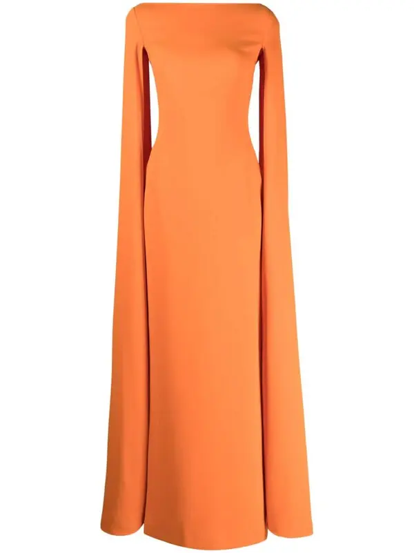 Solace London Sadie Cape-Sleeve Maxi Dress - Orange | Editorialist