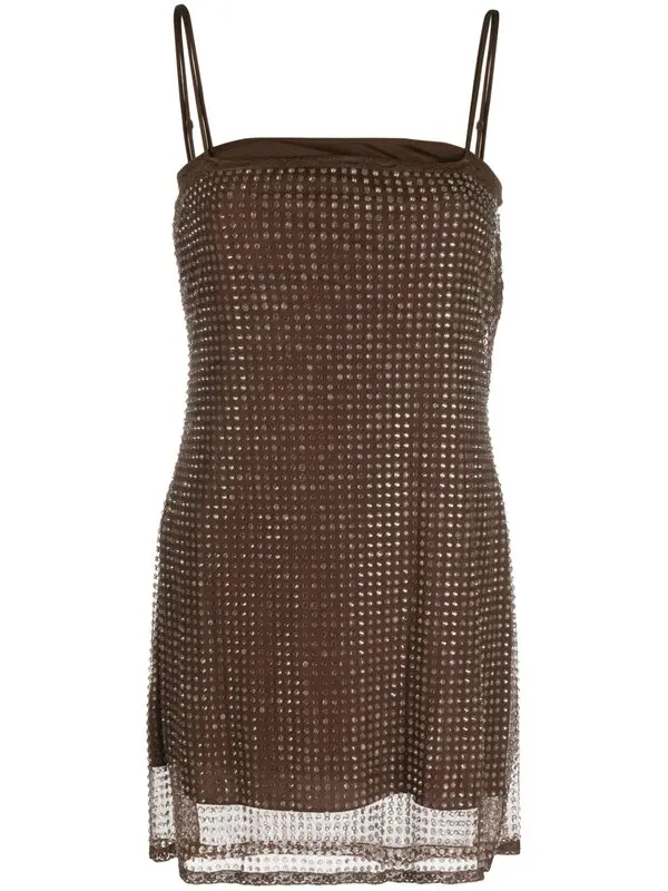 Alexander Wang Bead-embellished Mini Dress - Brown