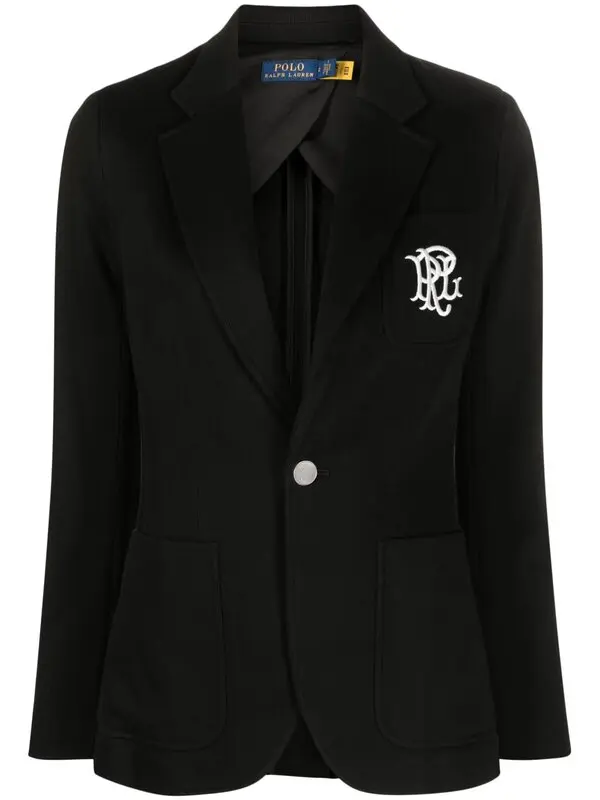 Polo Ralph Lauren Single-breasted Embroidered Logo Blazer - Black