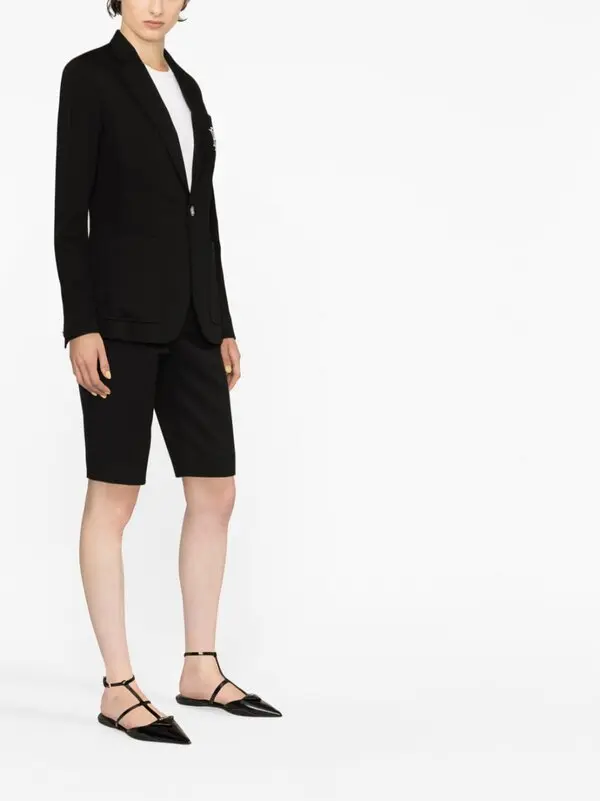 Polo Ralph Lauren Single-breasted Embroidered Logo Blazer - Black