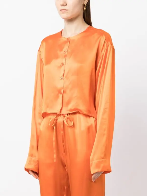 WOERA Collarless Silk Shirt