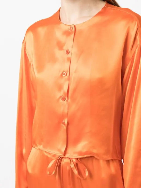 WOERA Collarless Silk Shirt