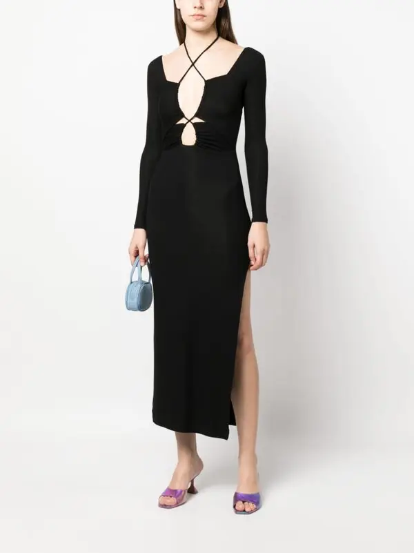LAMA JOUNI V-neck Tie-fastening Dress