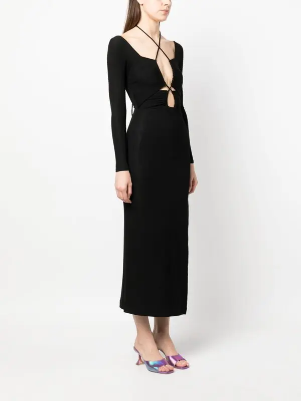 LAMA JOUNI V-neck Tie-fastening Dress
