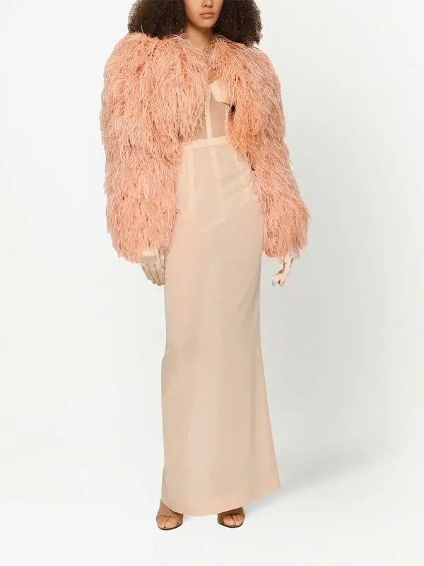 Dolce & Gabbana Feather-trim Bolero Jacket - Orange
