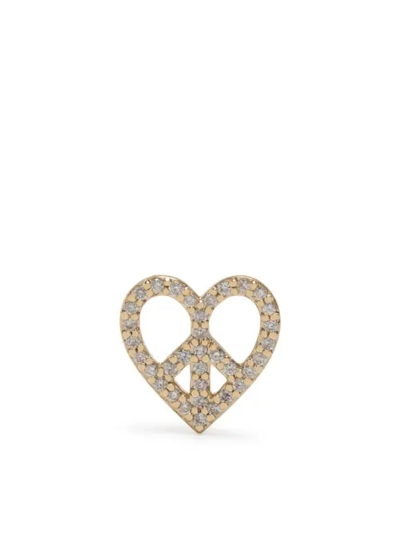 SYDNEY EVAN 14kt Yellow Diamond Peace Heart Stud Earring - Gold