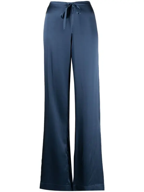 WOERA Drawstring-waist Silk Palazzo Trousers