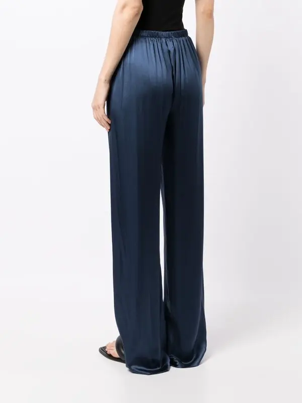WOERA Drawstring-waist Silk Palazzo Trousers