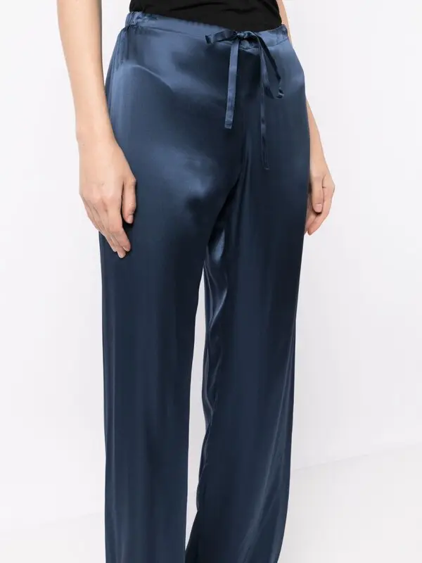 WOERA Drawstring-waist Silk Palazzo Trousers