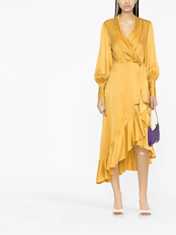 Zimmermann Ruffled Silk Wrap Midi Dress
