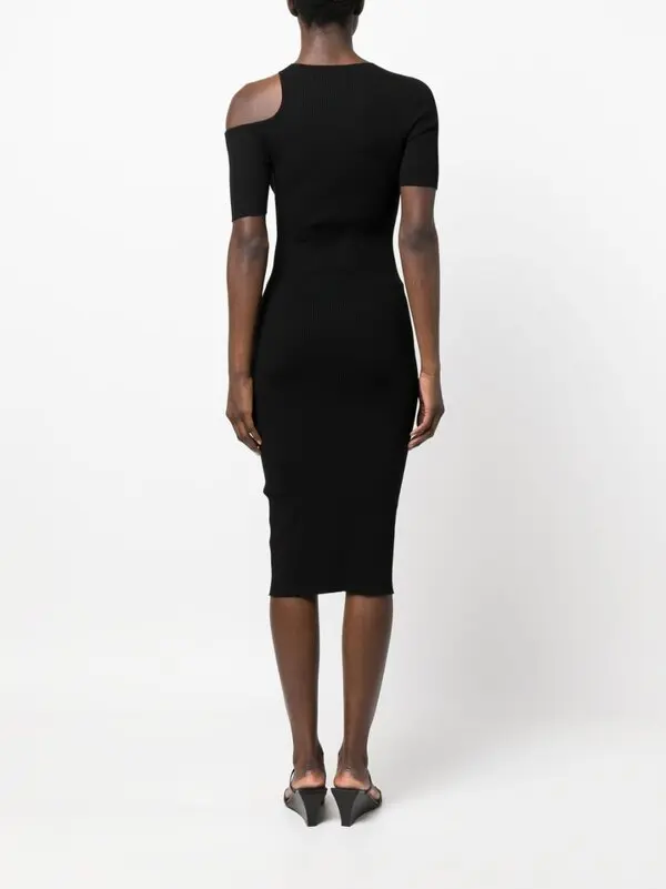 AERON Cut-out Ribbed Knit Midi Dress - Black
