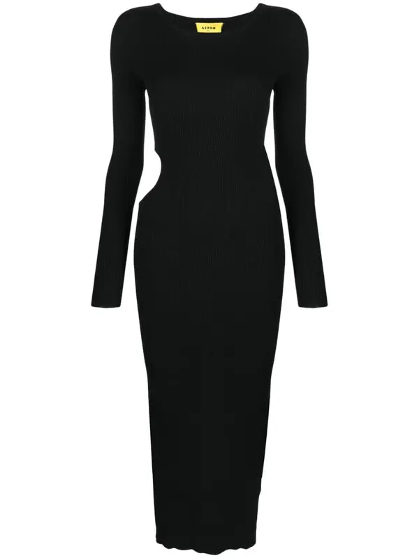 AERON Cut-out Rib-knit Maxi Dress