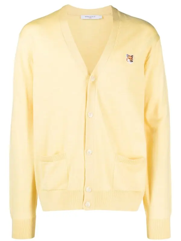 Maison Kitsuné Fox Head Patch Cardigan - Yellow