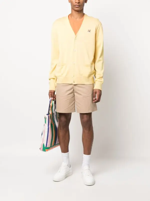 Maison Kitsuné Fox Head Patch Cardigan - Yellow