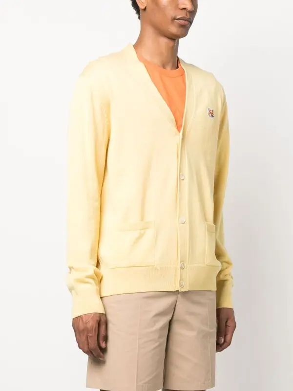 Maison Kitsuné Fox Head Patch Cardigan - Yellow