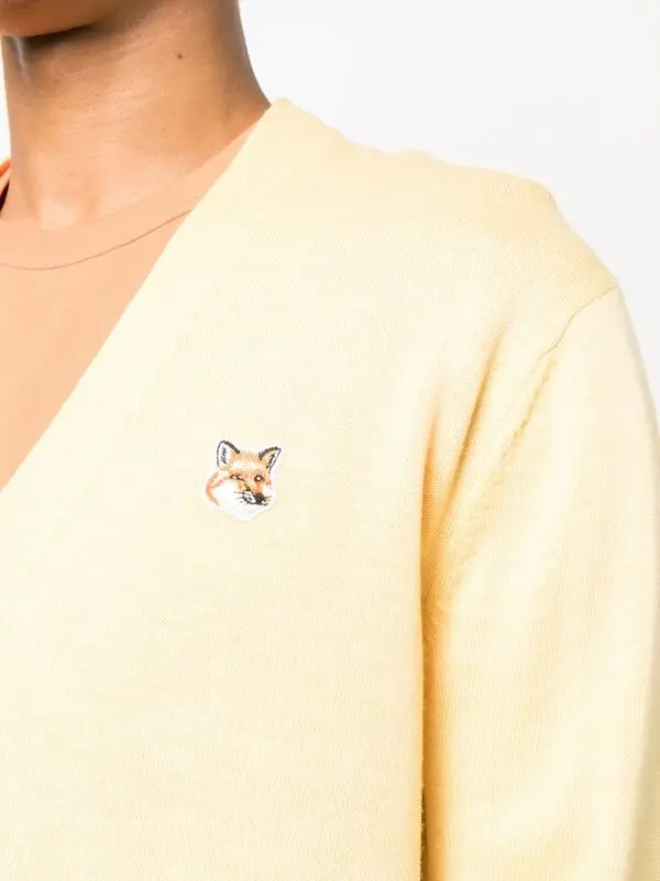 Maison Kitsuné Fox Head Patch Cardigan - Yellow