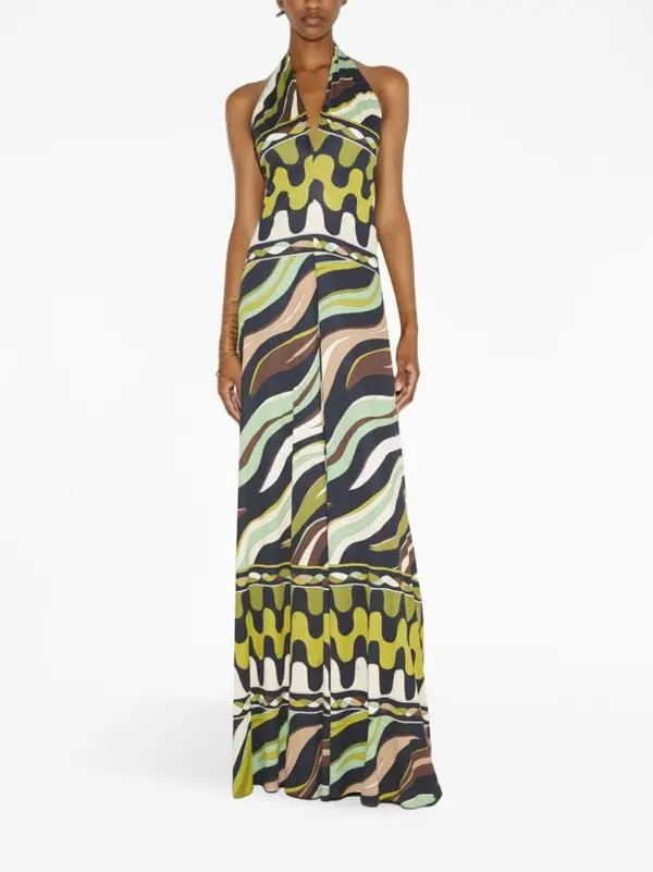 Emilio Pucci Fiamme-print Halterneck Jumpsuit