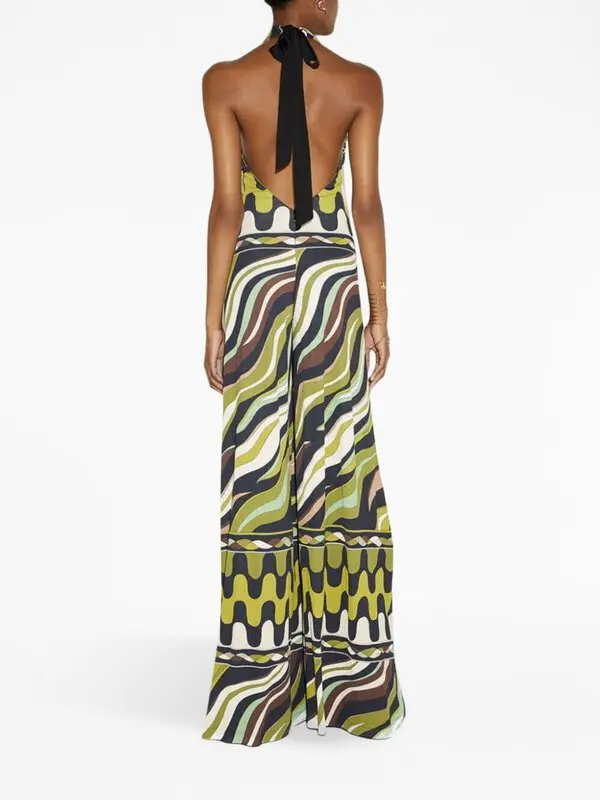 Emilio Pucci Fiamme-print Halterneck Jumpsuit