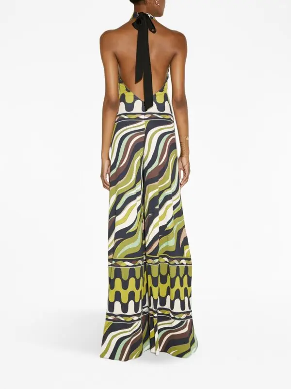 Emilio Pucci Fiamme-print Halterneck Jumpsuit