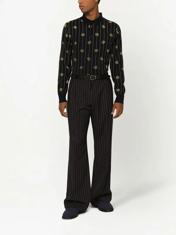 Dolce & Gabbana Logo-jacquard Long-sleeve Polo Shirt