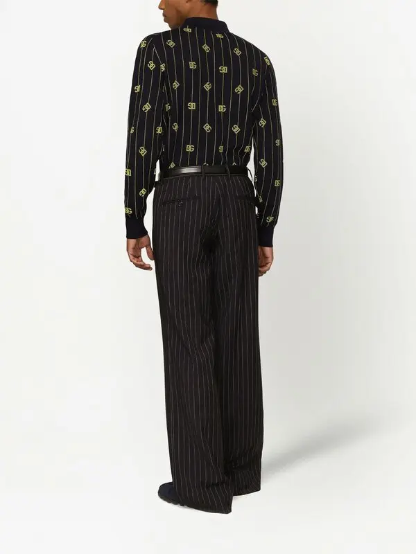 Dolce & Gabbana Logo-jacquard Long-sleeve Polo Shirt