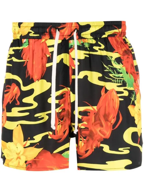 PHIPPS Floral-print Deck Shorts - Black