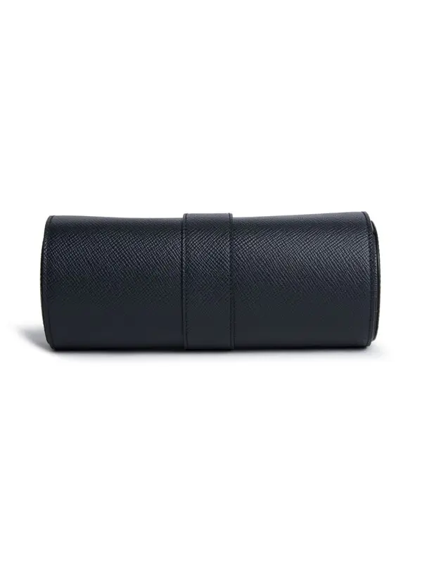 Smythson Panama Leather 3-watch Roll - Blue