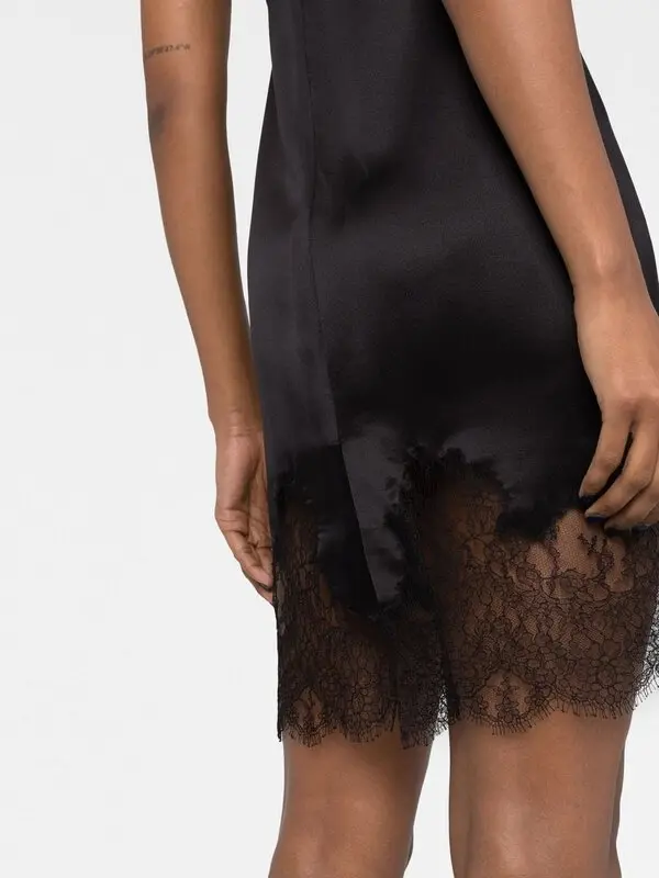 Saint Laurent Lace-trimmed Satin Mini Dress